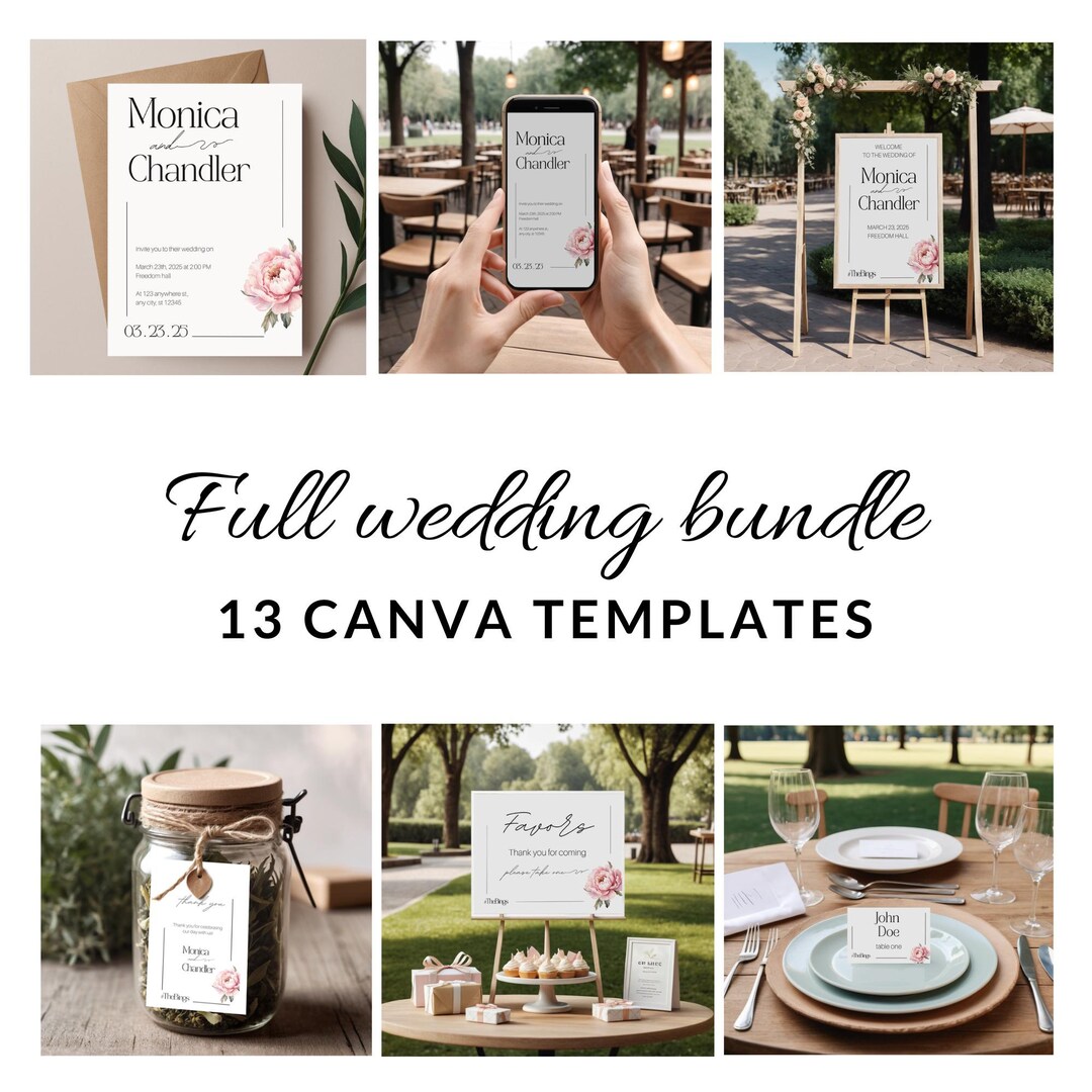 Wedding Day Signage Bundle Template | Minimalist Wedding Reception ...