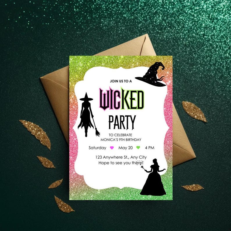 Wicked Birthday Party Invitation | Editable Template | Wicked Movie ...