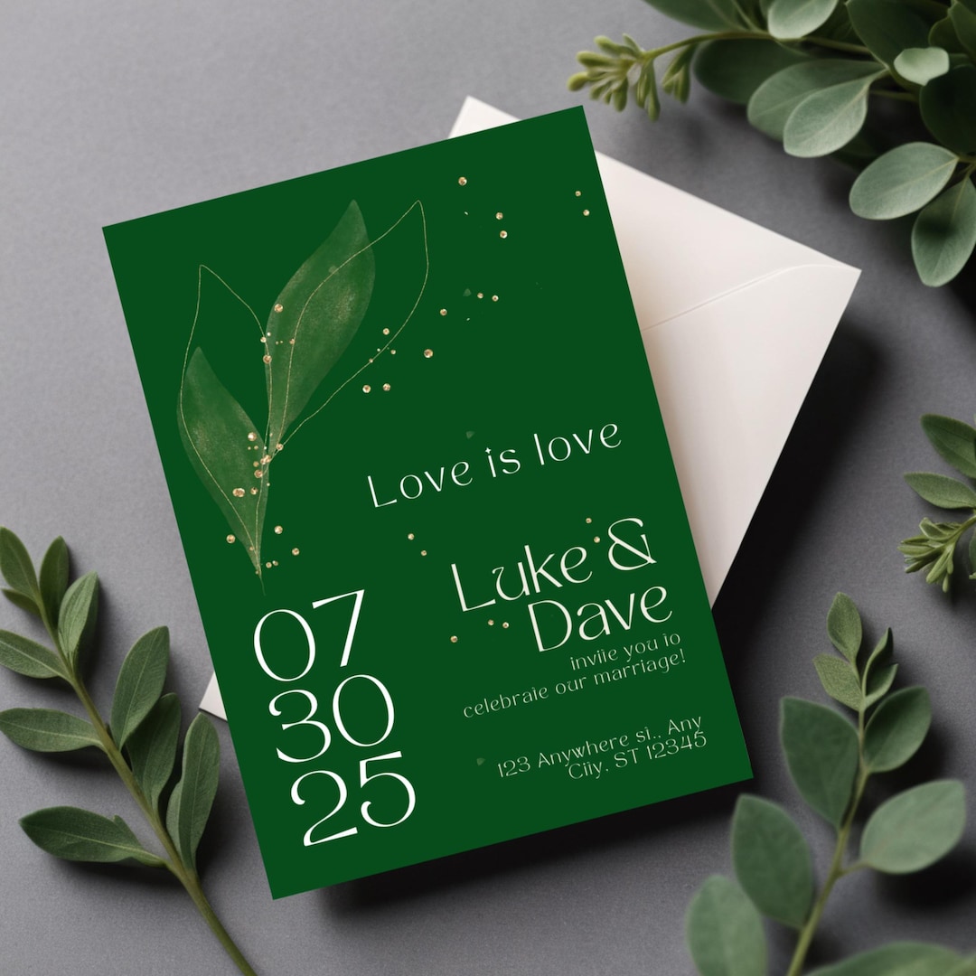 LGBT+ Canva Wedding Invitation Template. Perfect for Gay Couple ...
