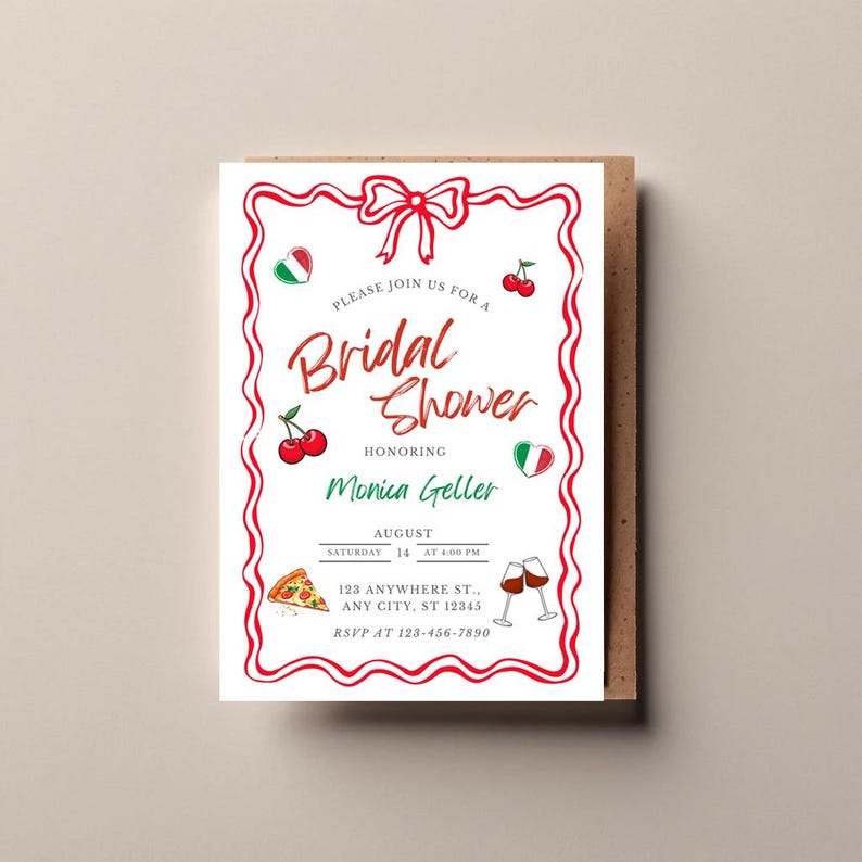 Italian Theme Bridal Shower Invitation | Garden Bridal Shower | Canva ...