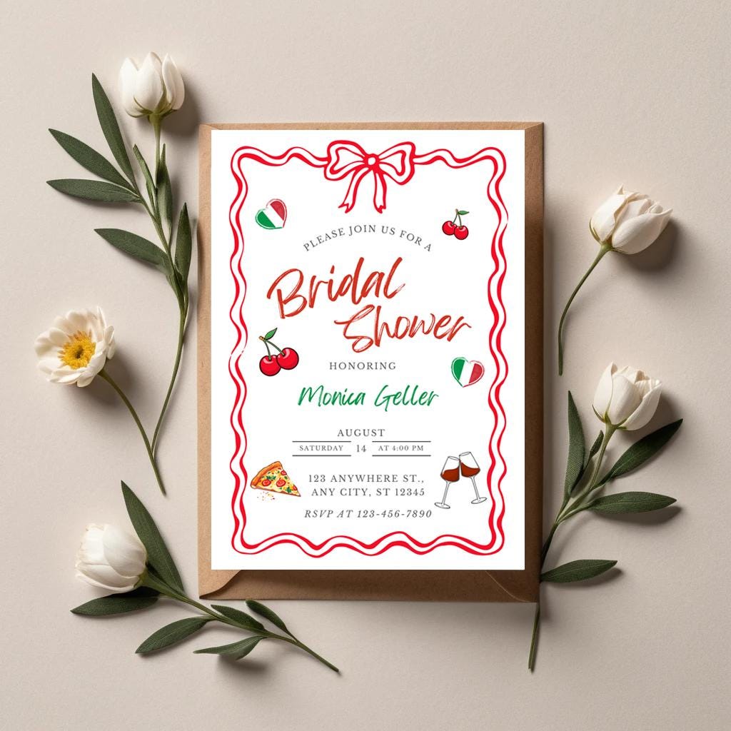 Italian Theme Bridal Shower Invitation | Garden Bridal Shower | Canva ...
