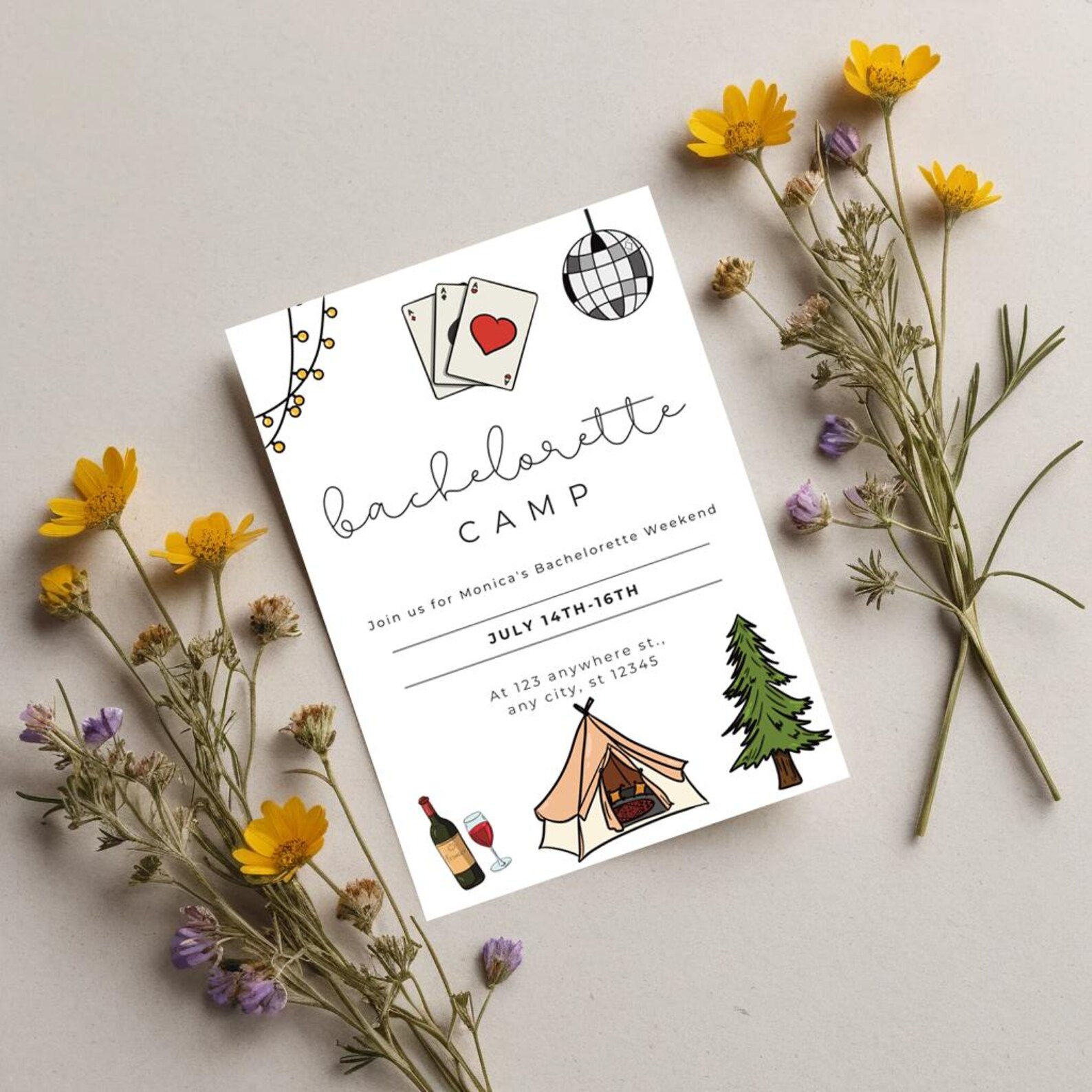 Bach Camp Invitation & Itinerary Template | Camp Bach Checkered ...