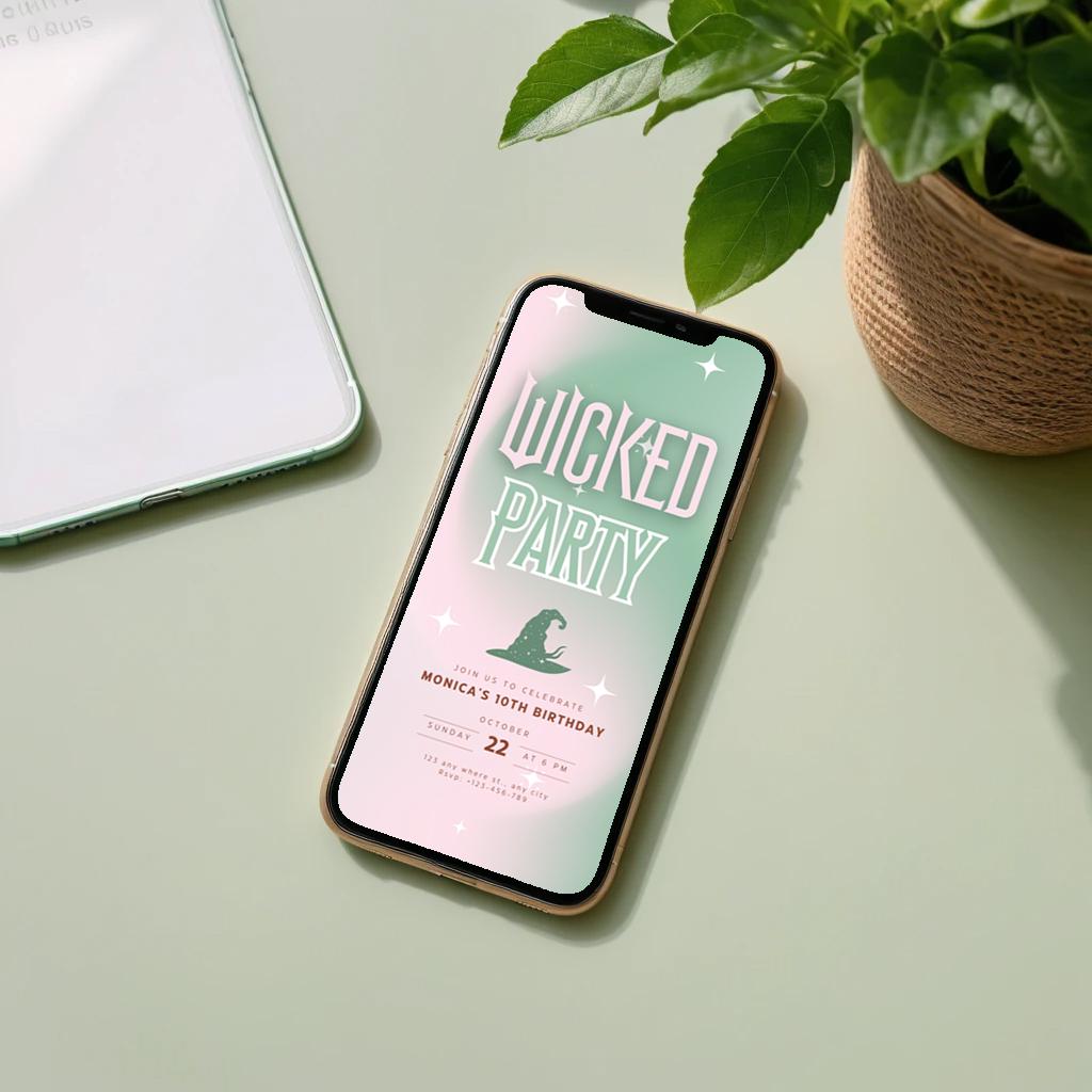 Wicked Animated Party Invitation for Phone | Wicked Movie Invite ...