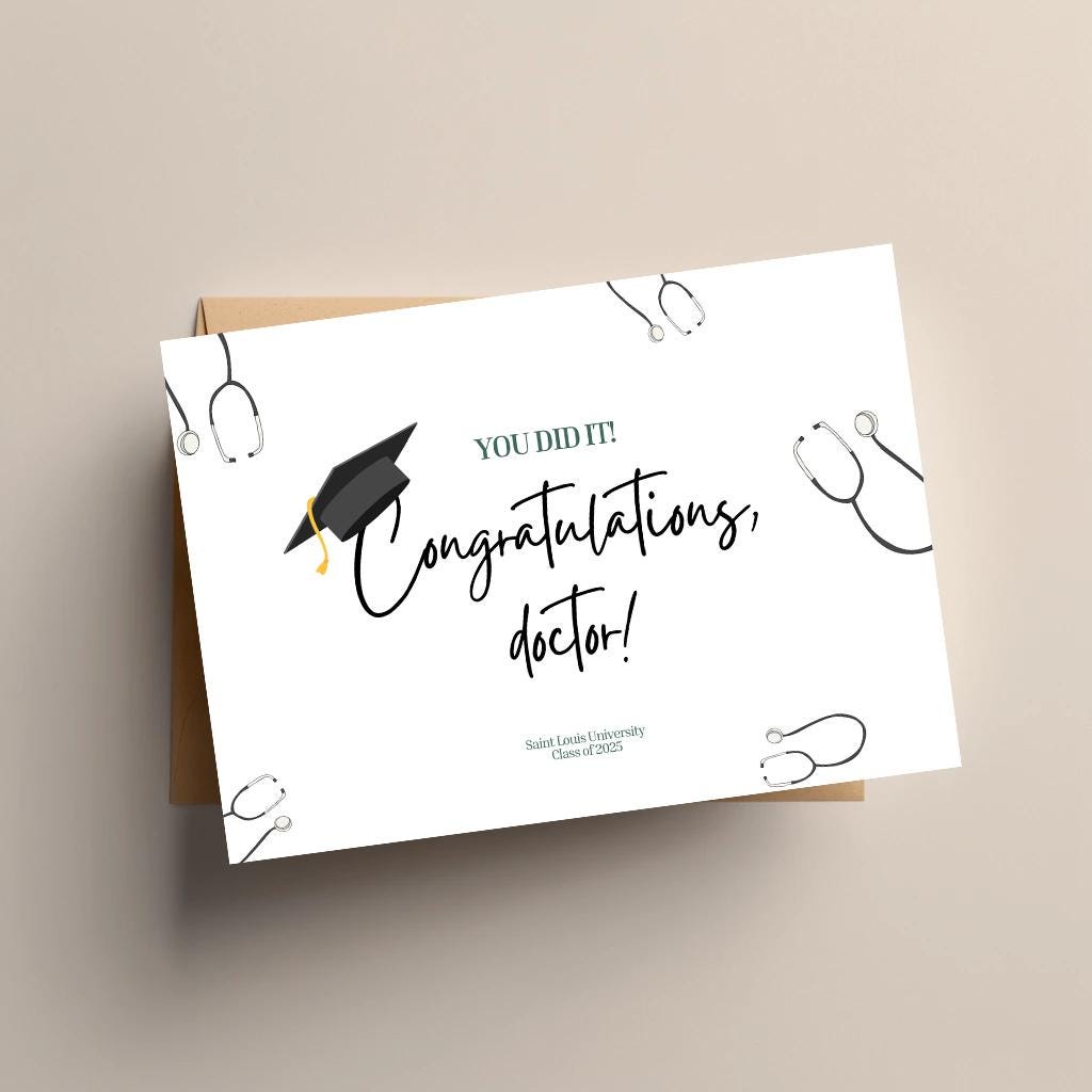 Residency Graduation Congratulations Card Template | Medical Graduation ...