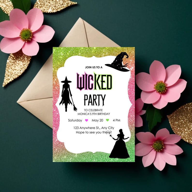 Wicked Birthday Party Invitation | Editable Template | Wicked Movie ...