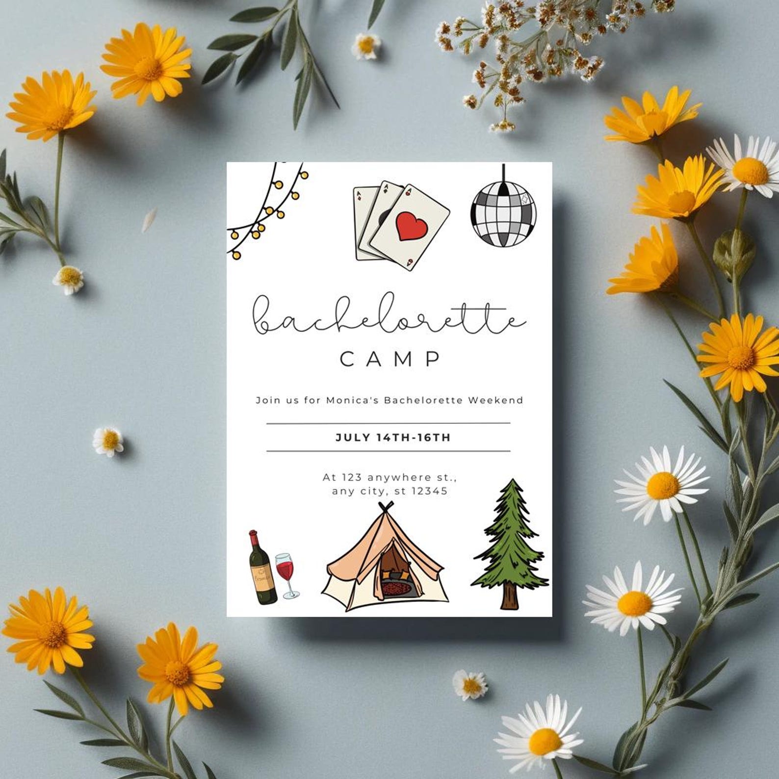 Bach Camp Invitation & Itinerary Template | Camp Bach Checkered ...