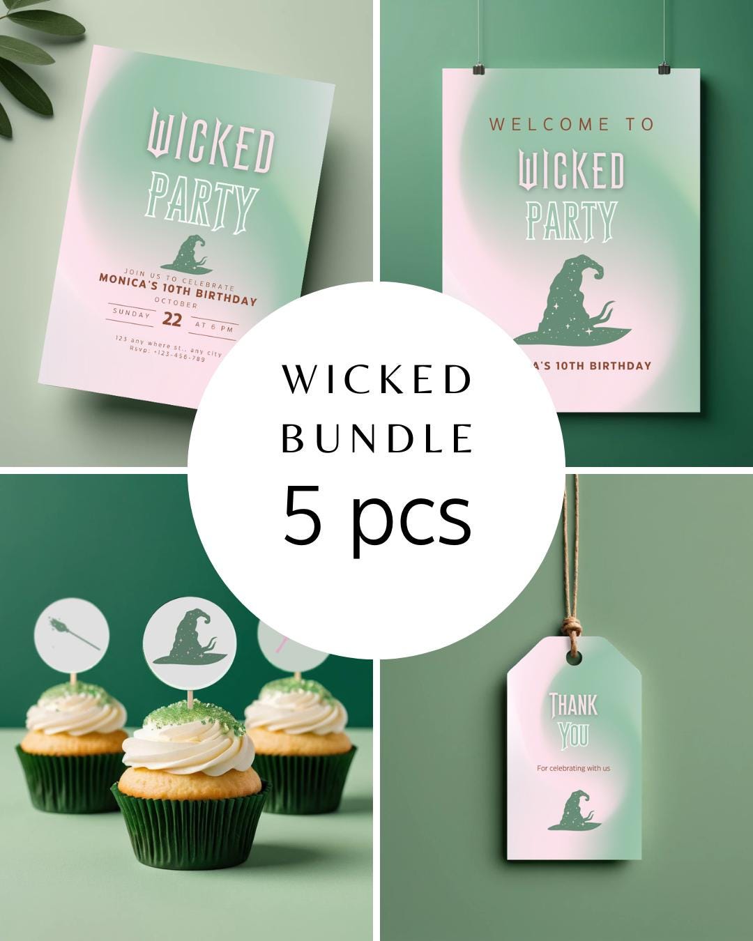Wicked Party Invite Bundle | Wicked Defy Gravity Invitation | Wicked ...