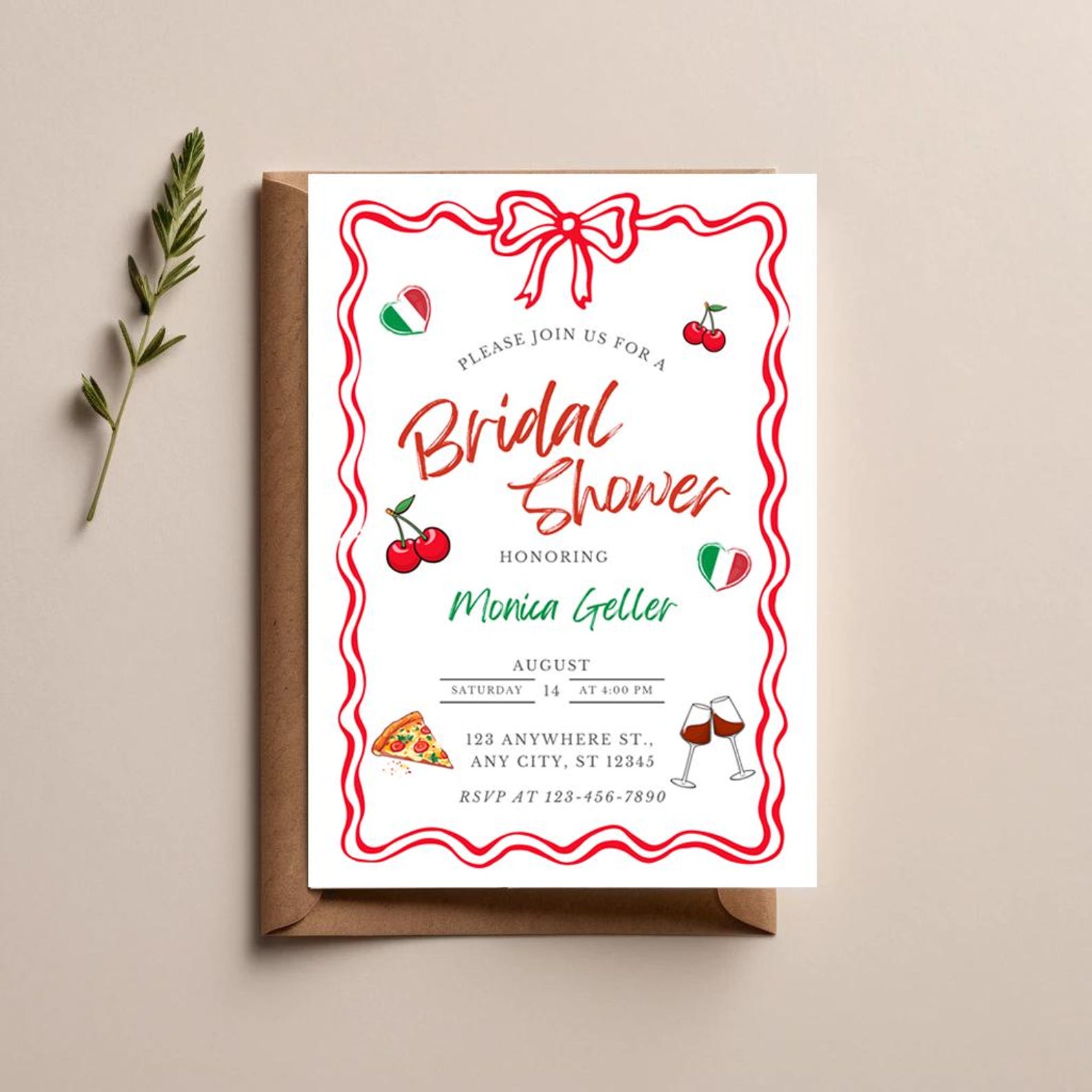 Italian Theme Bridal Shower Invitation | Garden Bridal Shower | Canva ...