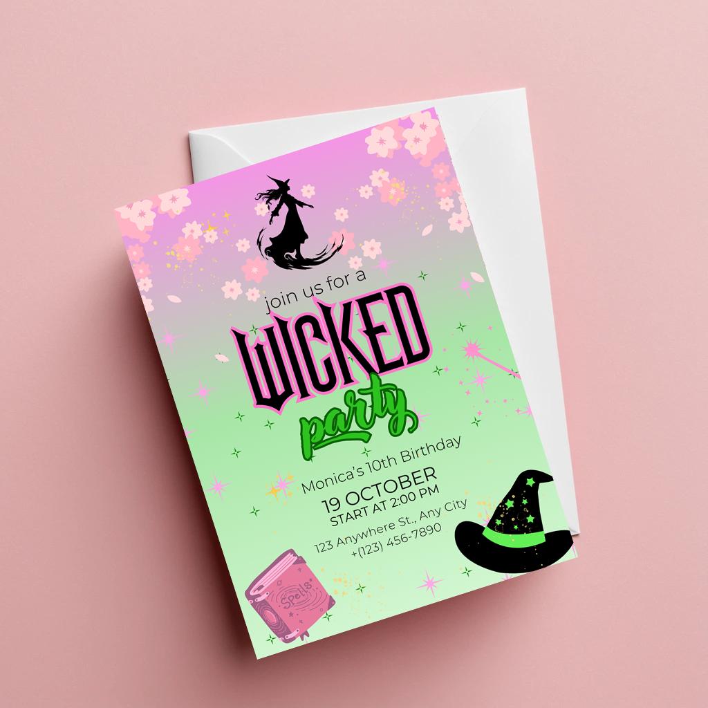 Editable Wicked Movie Party Invitation Template | Wicked the Musical ...