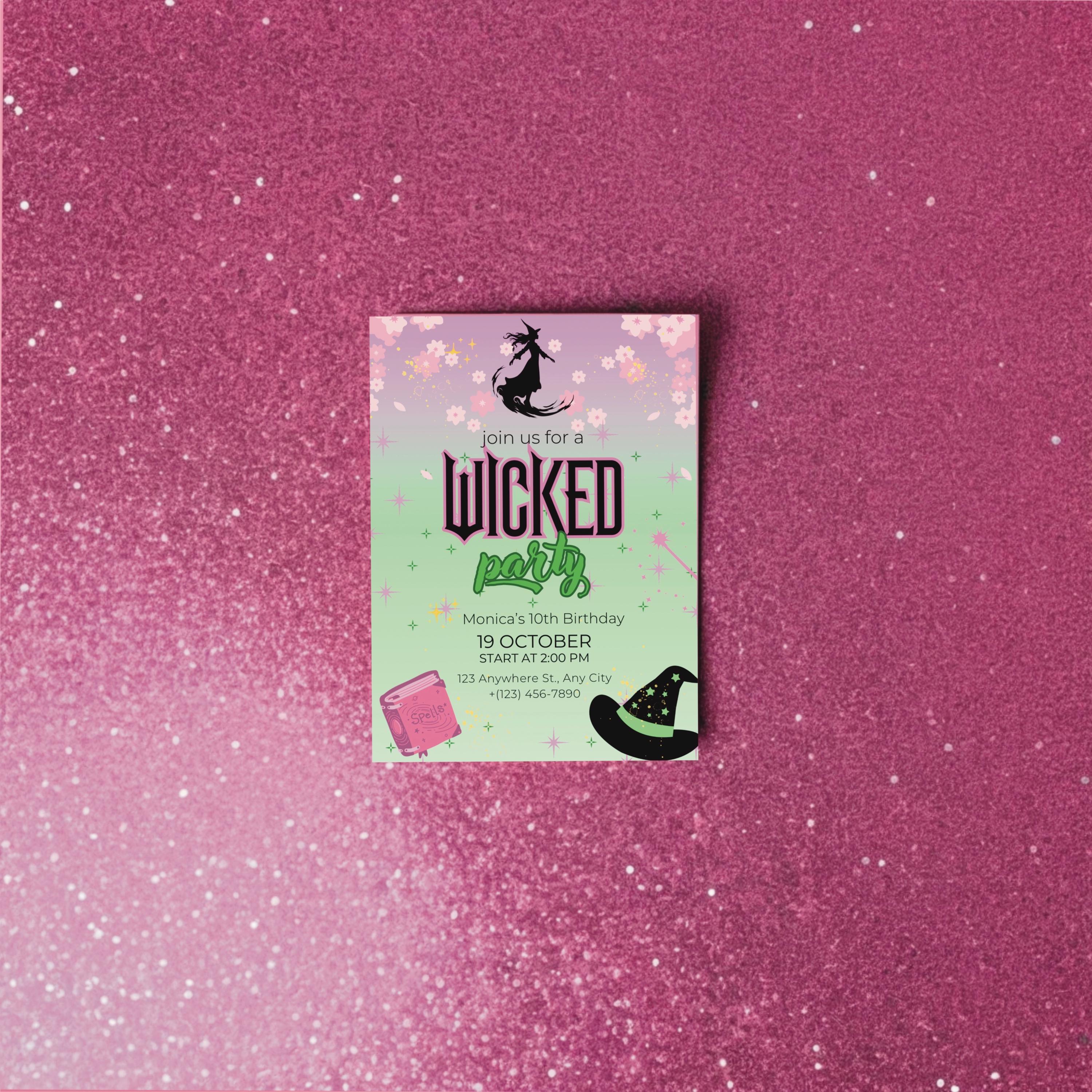 Editable Wicked Movie Party Invitation Template | Wicked the Musical ...