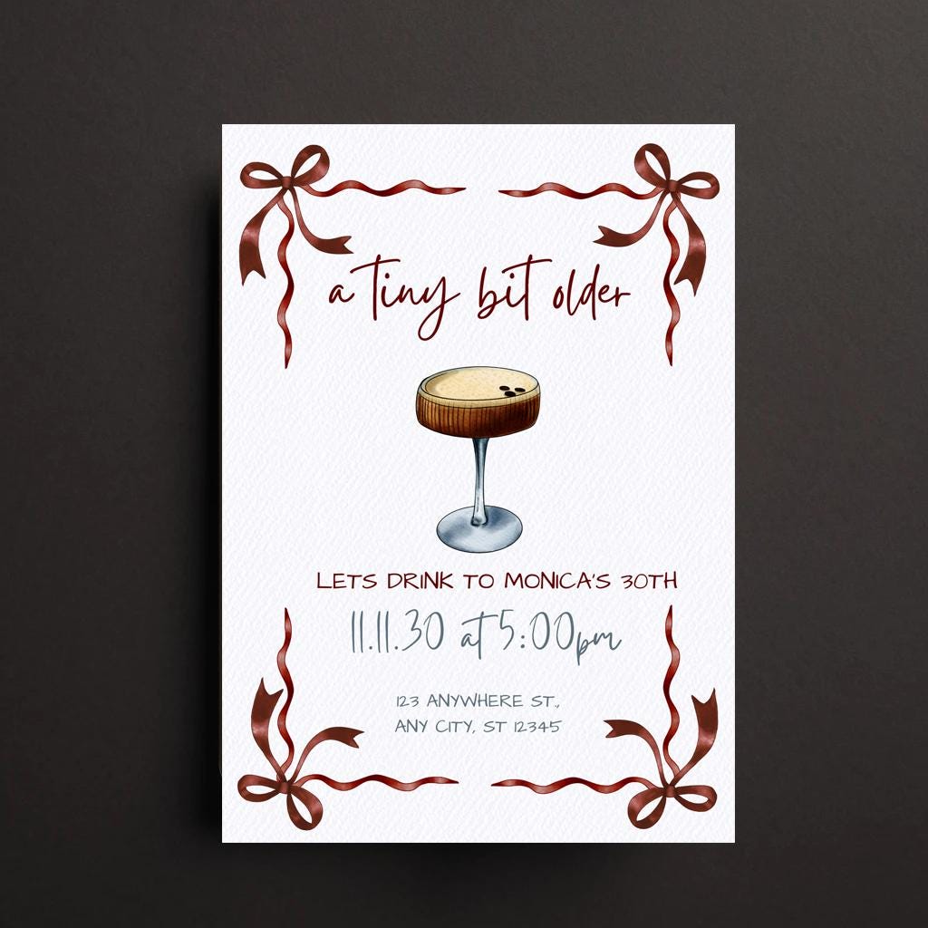 A Tiny Bit Older Birthday Invitation With Recipe | Hand Drawn 30th ...