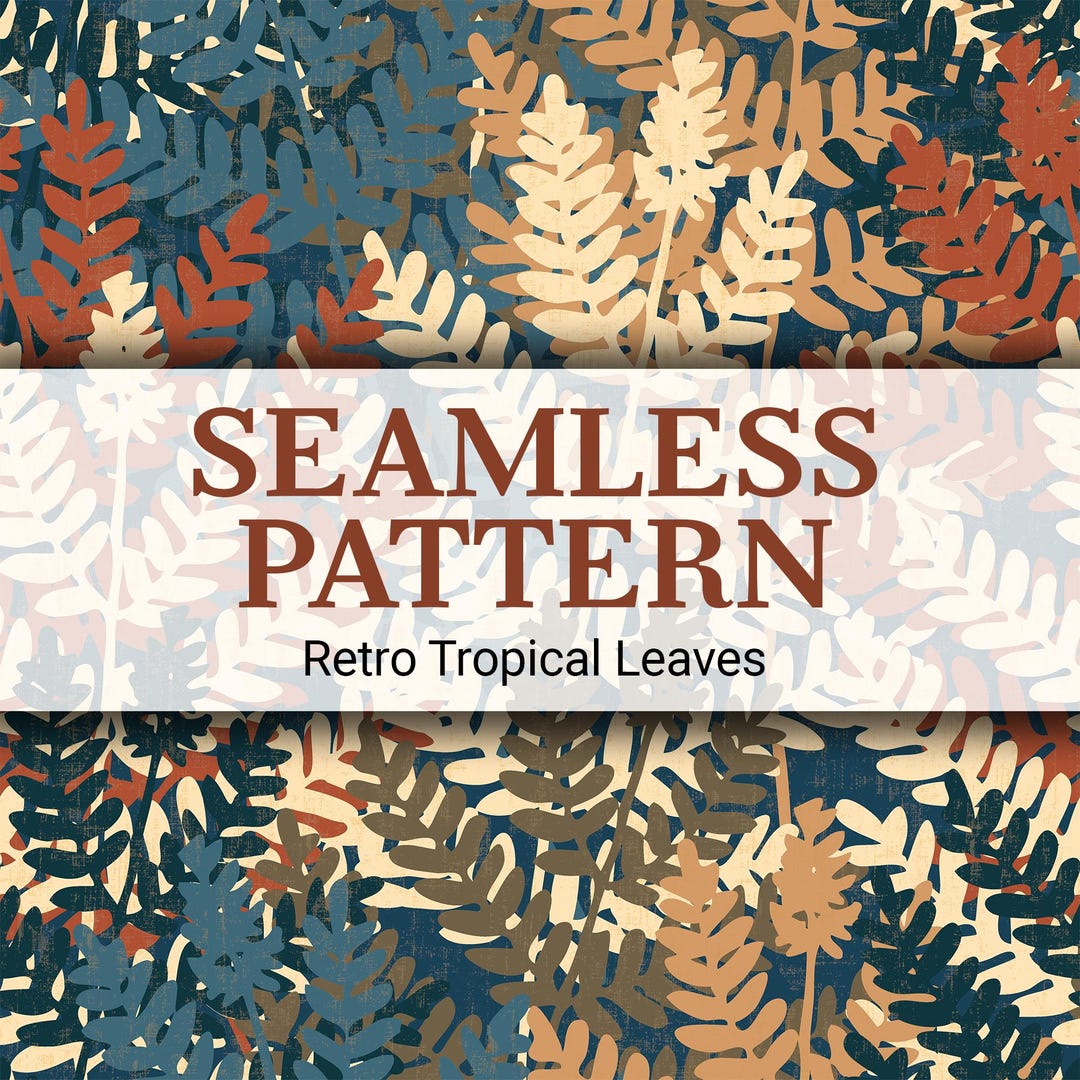 Retro Tropical Leaf Pattern: Autumn Jungle Print (digital Download ...