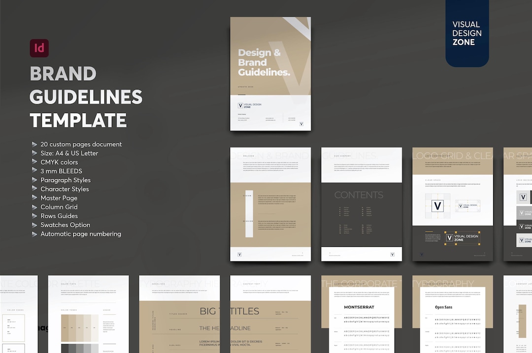 Brand Guidelines Template - for Indesign! Brand Guidebook, Brand Style ...