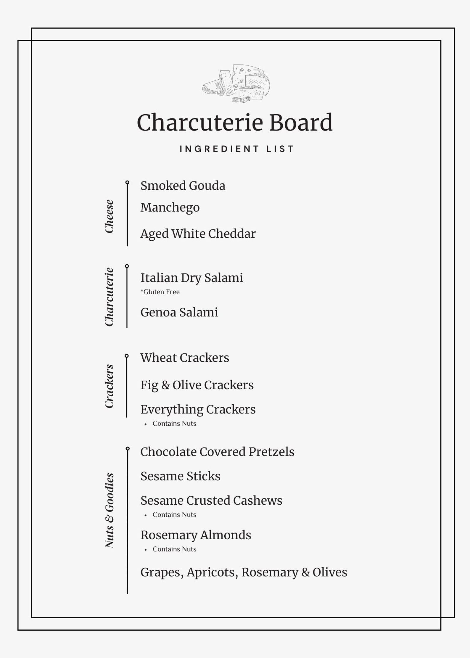 Printable Charcuterie Board Menu for Entertaining! Instant Download and ...