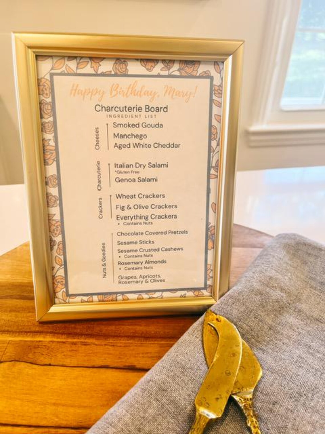 Printable Charcuterie Board Menu for Ladies Birthday - Instant Download ...