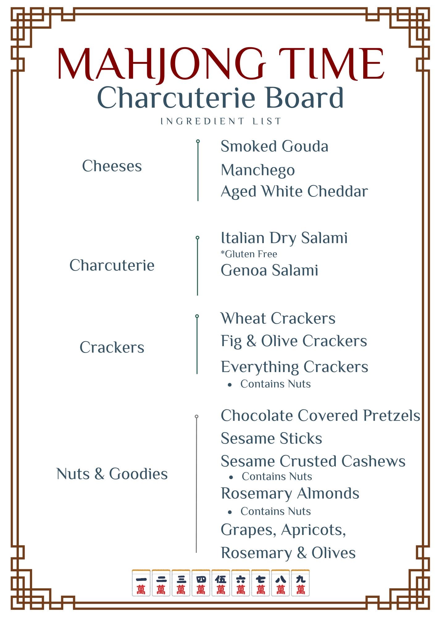 Printable Charcuterie Board Menu for Mahjong Party! Instant Download ...