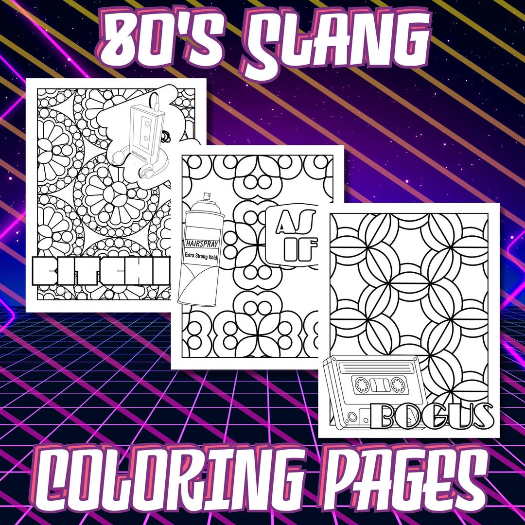 80s Coloring Pages | 25 Pages of 90s Slang Words & Phrases ...