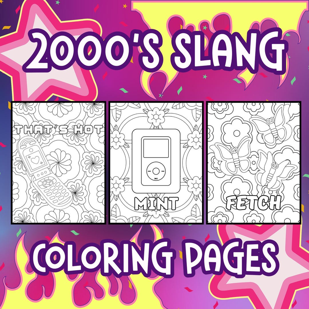 2000s Coloring Pages | 25 Pages of 2000's Slang Words | Downloadable ...
