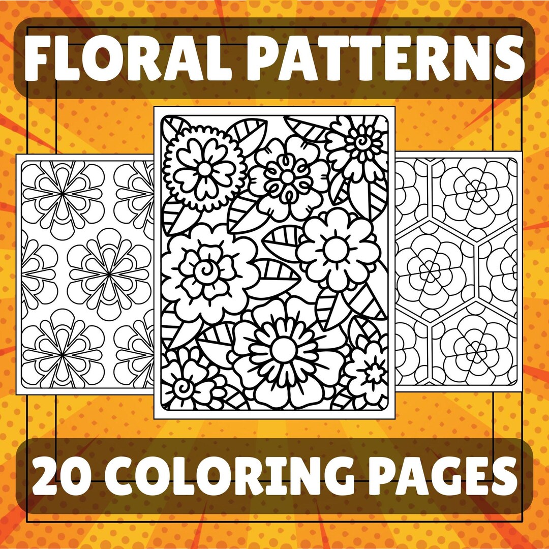 Floral Coloring Pages Bundle | 20 Printable Adult Coloring Sheets ...