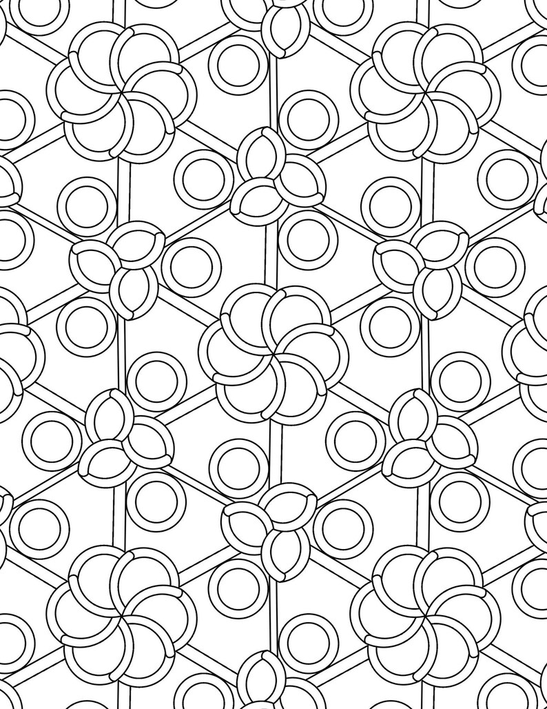 Geometric Floral Coloring Pages for Relaxation & Creativity 50 Pages - Etsy