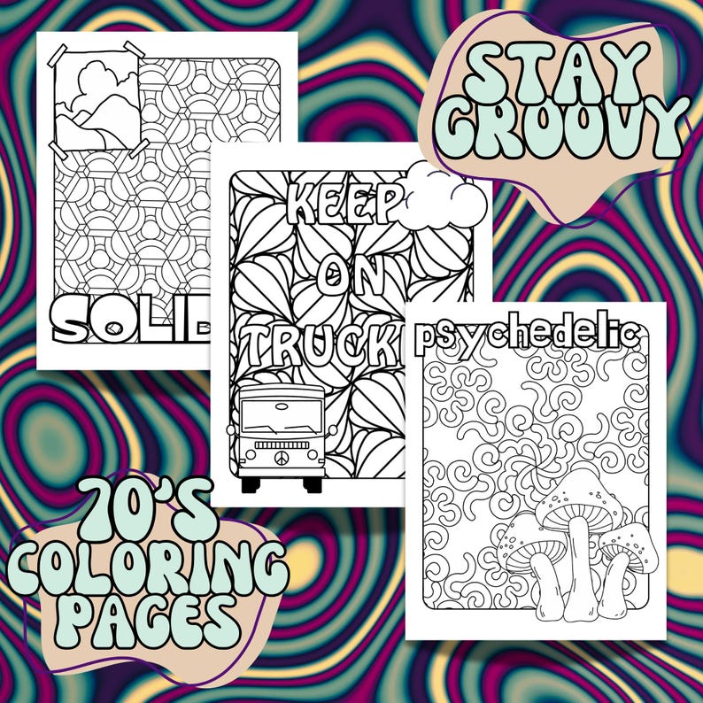 70s Coloring Pages | 25 Pages of 70s Slang Words | Downloadable ...