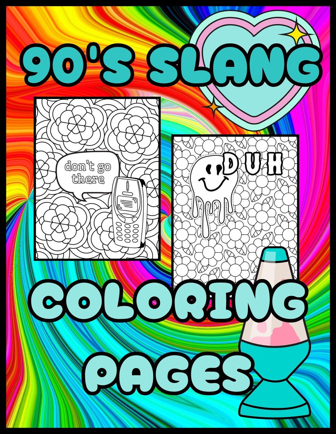 90s Coloring Pages | 25 Pages of 90s Slang Words | Downloadable ...