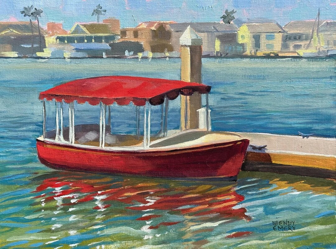 Red Duffy 9”x12” Original Oil Painting, Newport Beach California - Etsy