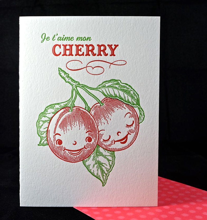 Mon Cherry Valentine Romantic Card - Etsy