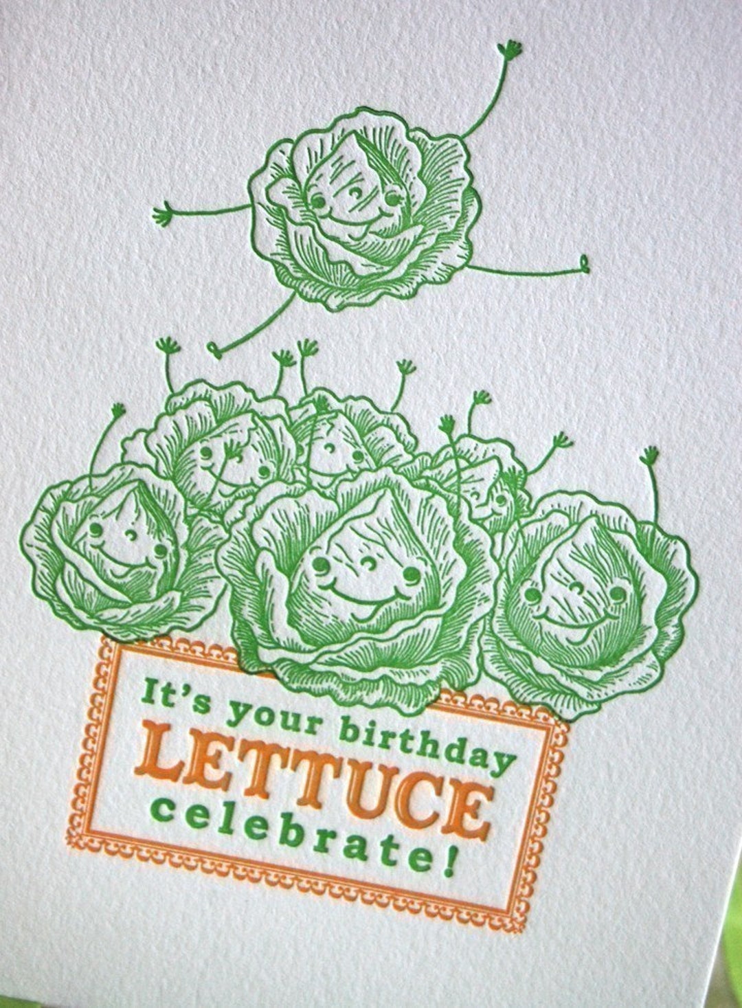 Lettuce Celebrate Letterpress Birthday Card - Etsy
