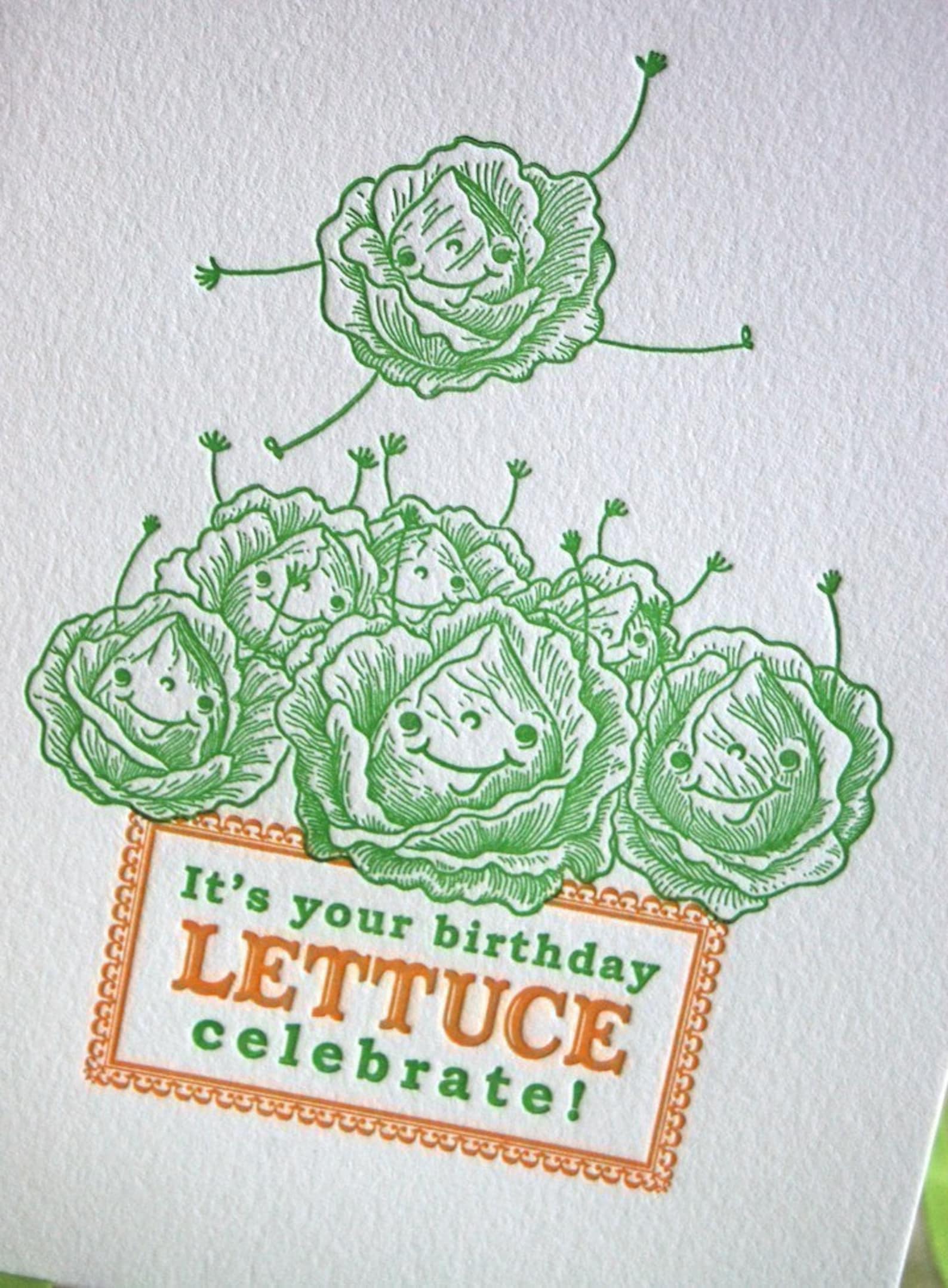 Lettuce Celebrate Letterpress Birthday Card - Etsy