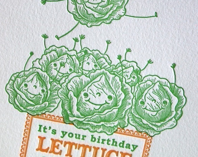 Lettuce Celebrate Letterpress Birthday Card - Etsy