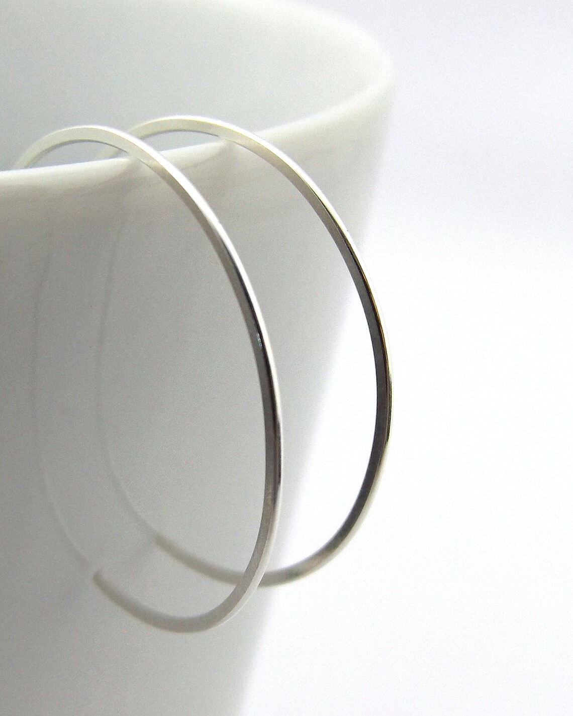 Small Silver Hoop Earrings Thin Reverse Hoop Earrings - Etsy