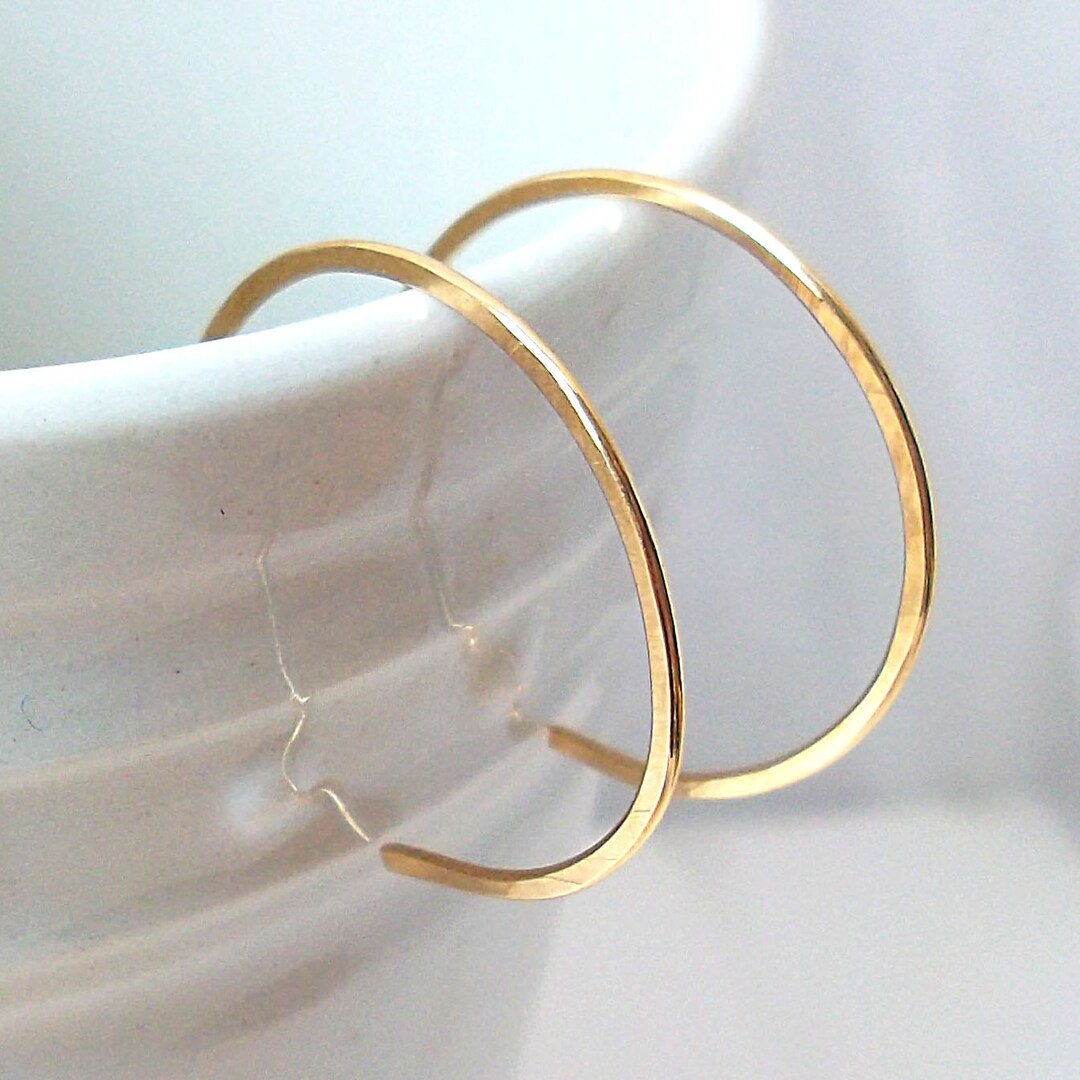 Small Gold Hoops, Modern Gold Hoop Earrings, Reverse 14KT Gold Filled ...
