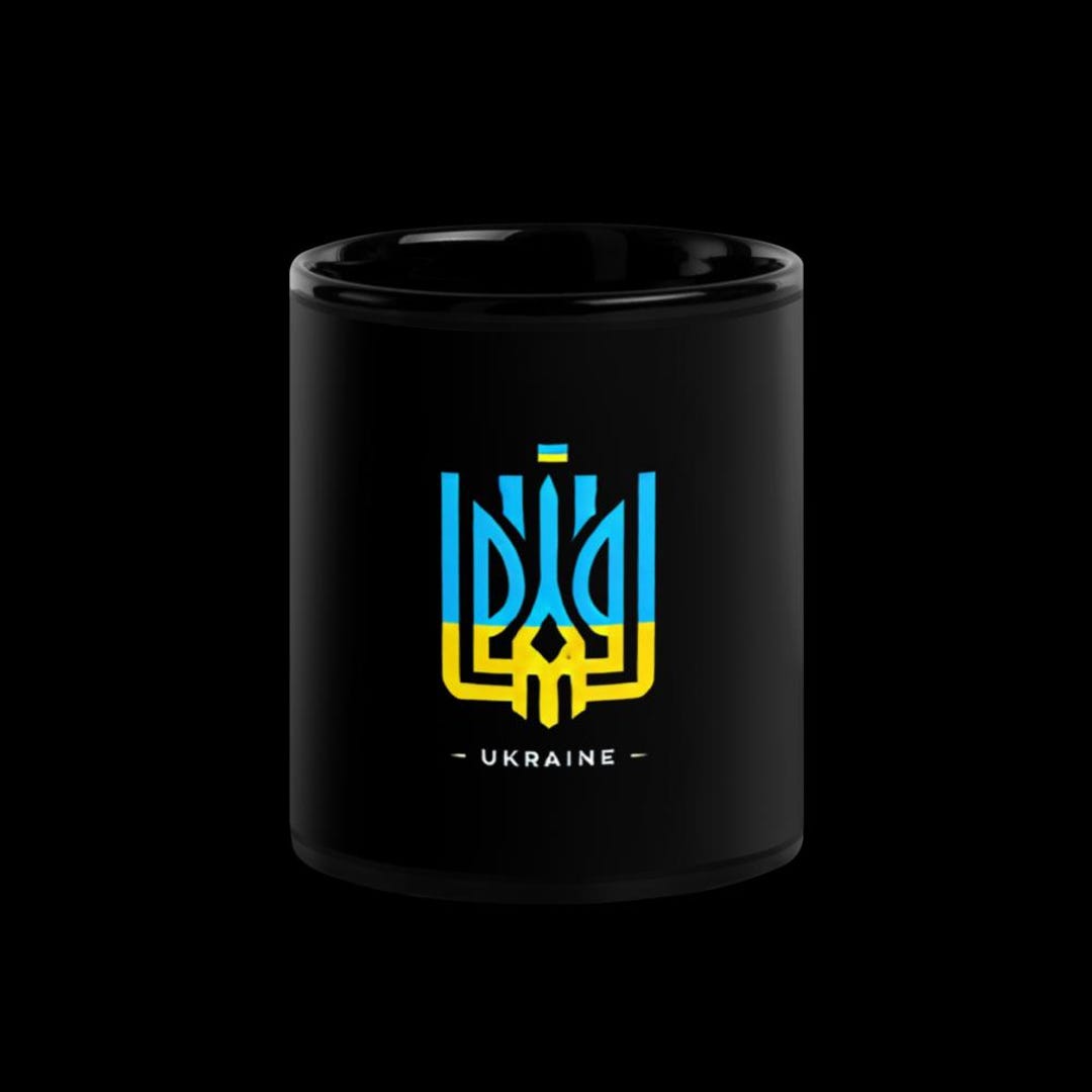 Black Ceramic Mug With Ukrainian Tryzub Glossy Coffee Cup - Etsy