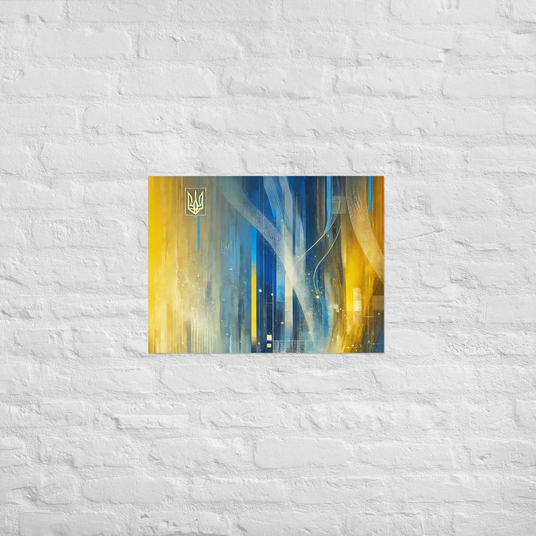 Modern Abstract Ukrainian Flag Poster With Tryzub Emblem - Etsy