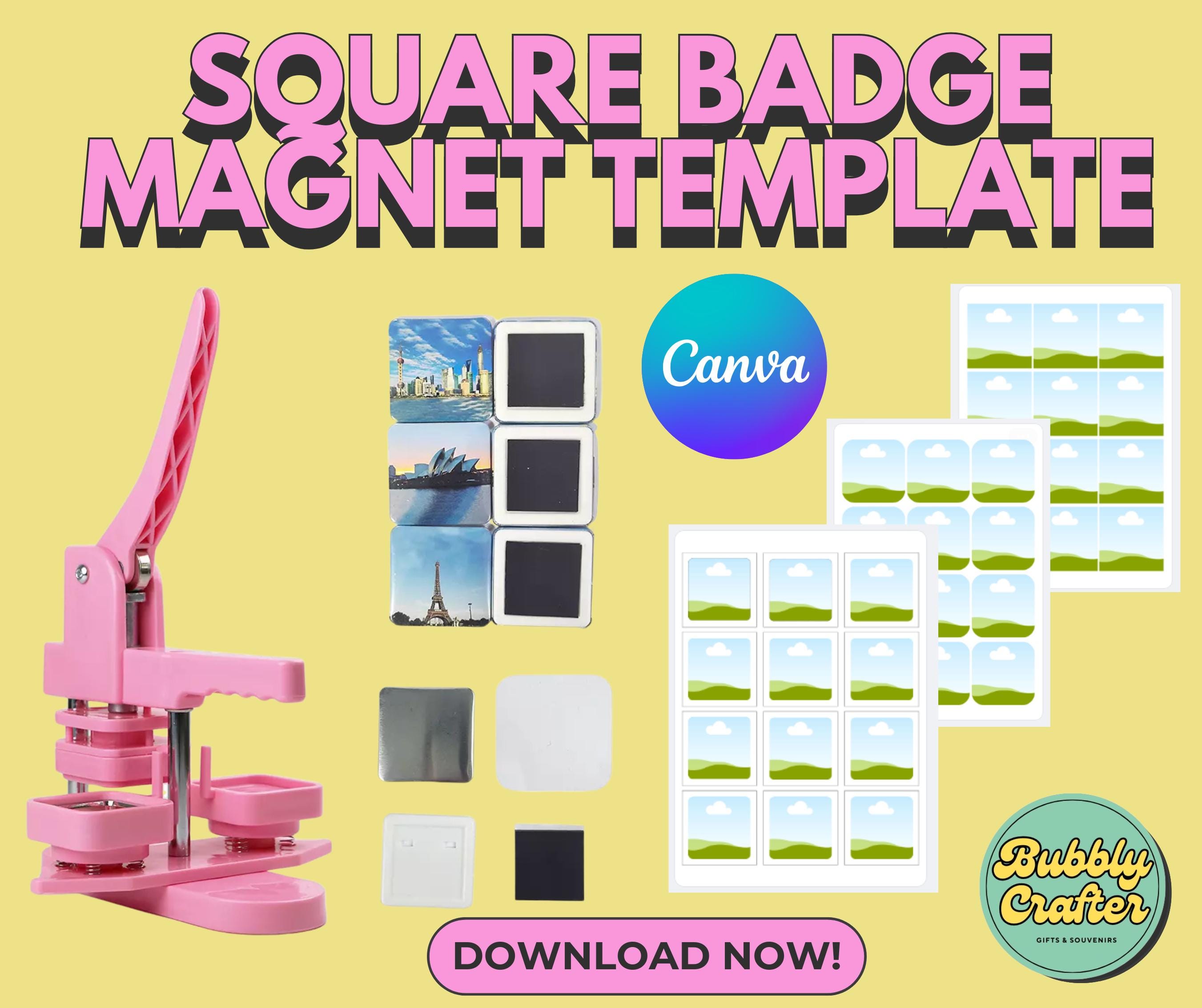 Square Badge Magnet Template (drag and Drop) - Etsy