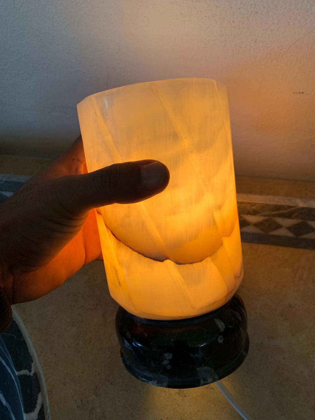 Onyx Lamp, White and Black Onyx Lamp, Onyx Light Lamps, Natural Onyx ...