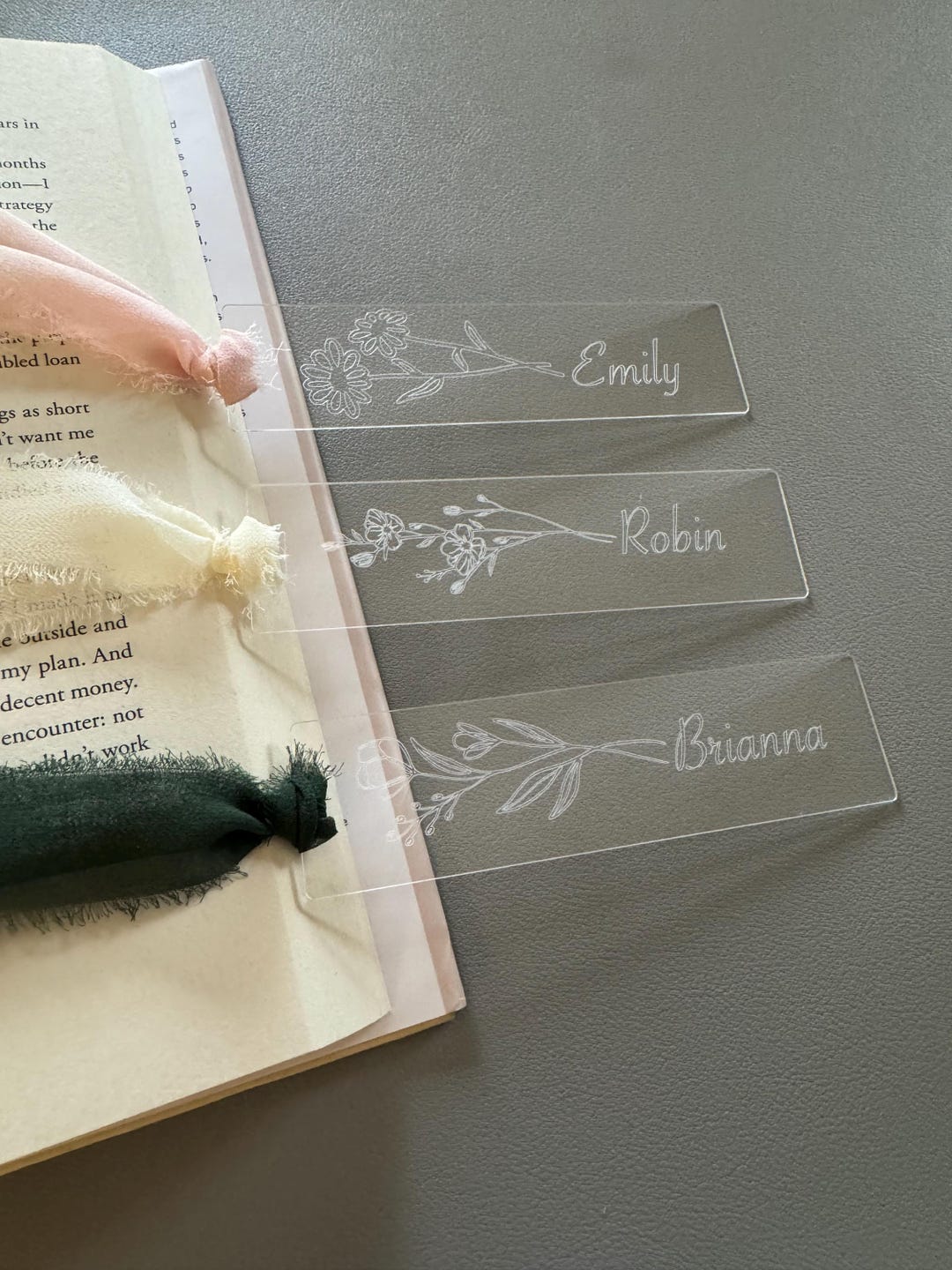 Custom Engraved Acrylic Bookmark: Personalized Floral Gift - Etsy