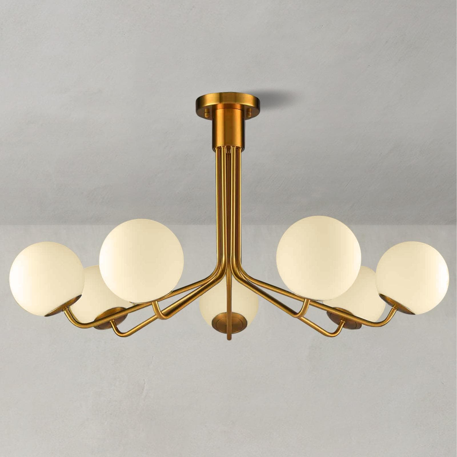 Corsicamid-century Modern Gold Semi Flush Mount Globe Ceiling Light , 5 ...