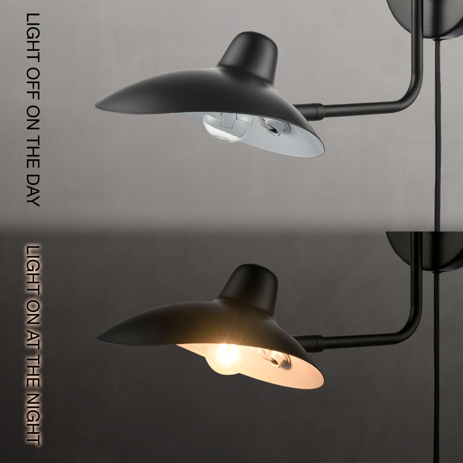 Lobos Modern Black Swing Arm Wall Sconce Plug-in or Hardwired Set of 2 ...