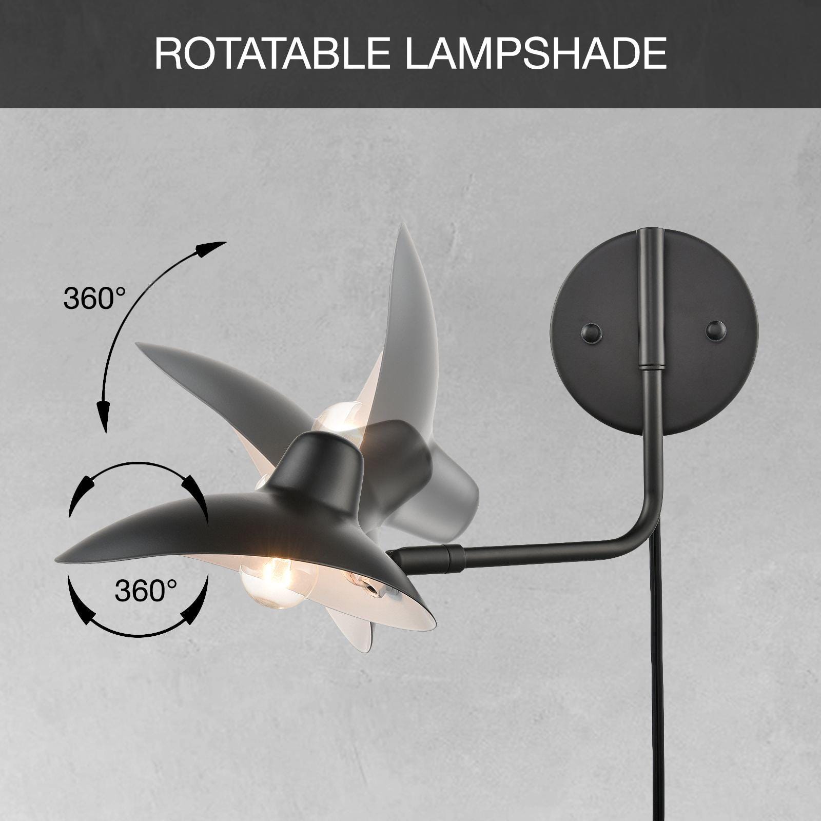 Lobos Modern Black Swing Arm Wall Sconce Plug-in or Hardwired Set of 2 ...