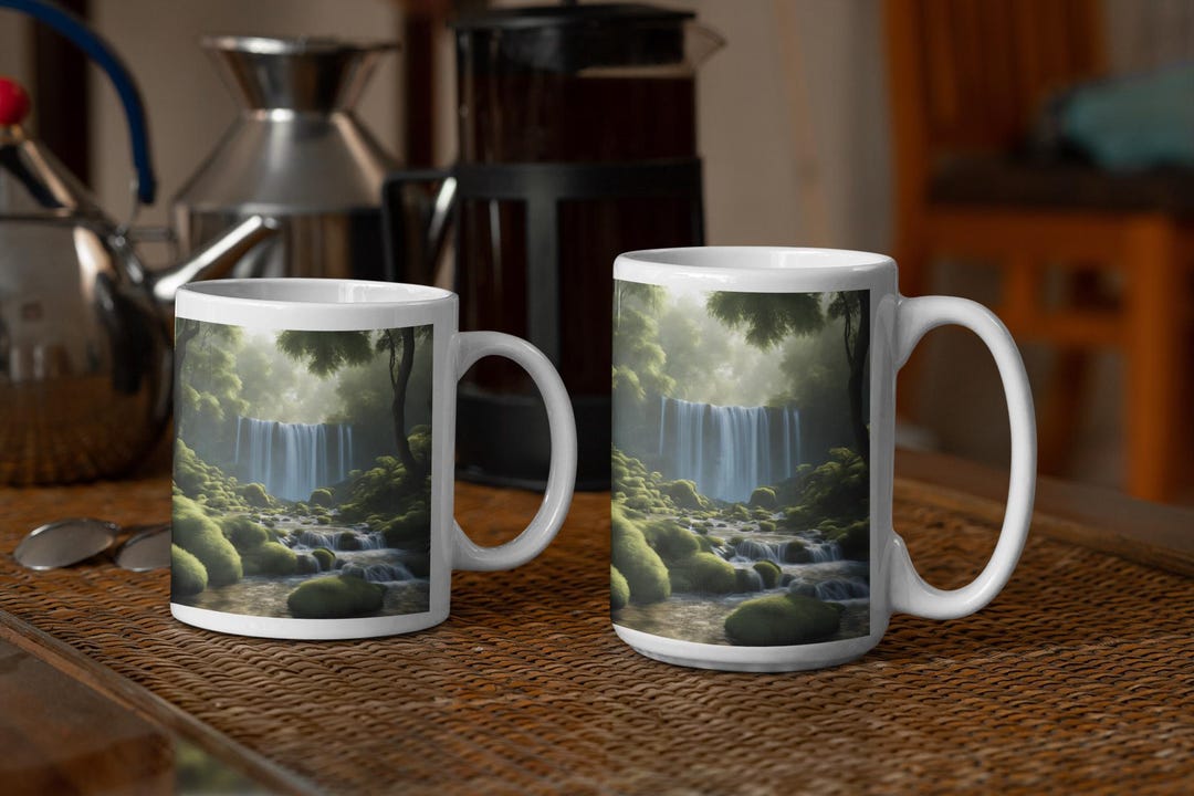 Natural Landscape Design Mug, Moss and River Stones Mug, Mug With ...