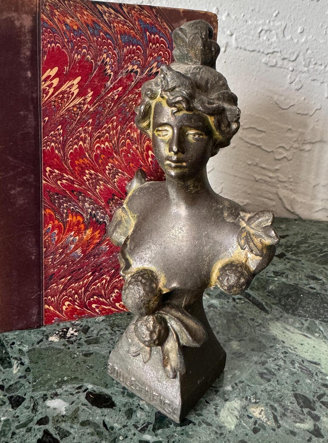 French Victorian boule De Neige Speltre Bust, Vintage Bust, Speltre ...