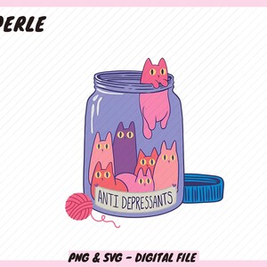 Anti-depressants Cat Lover Sticker PNG SVG, Mental Health Sticker Png ...