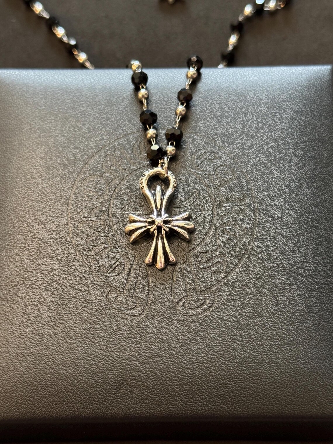 CH Gothic Style Y2K Punk Cross Charm Necklace Chrome Silver Choke Chain ...