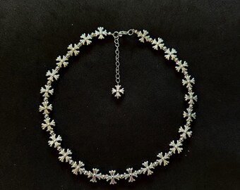 CH Gothic Style Y2K Punk Cross Charm Necklace Chrome Silver Choke Chain ...