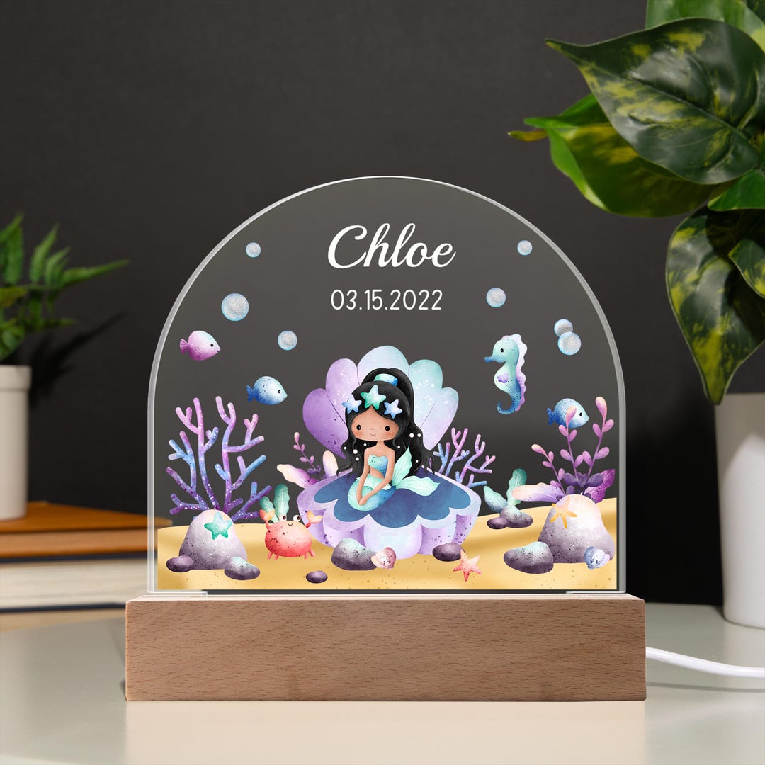 Mermaid Room Decor - Custom Night Light for Kids - Girls Bedside Lamp ...