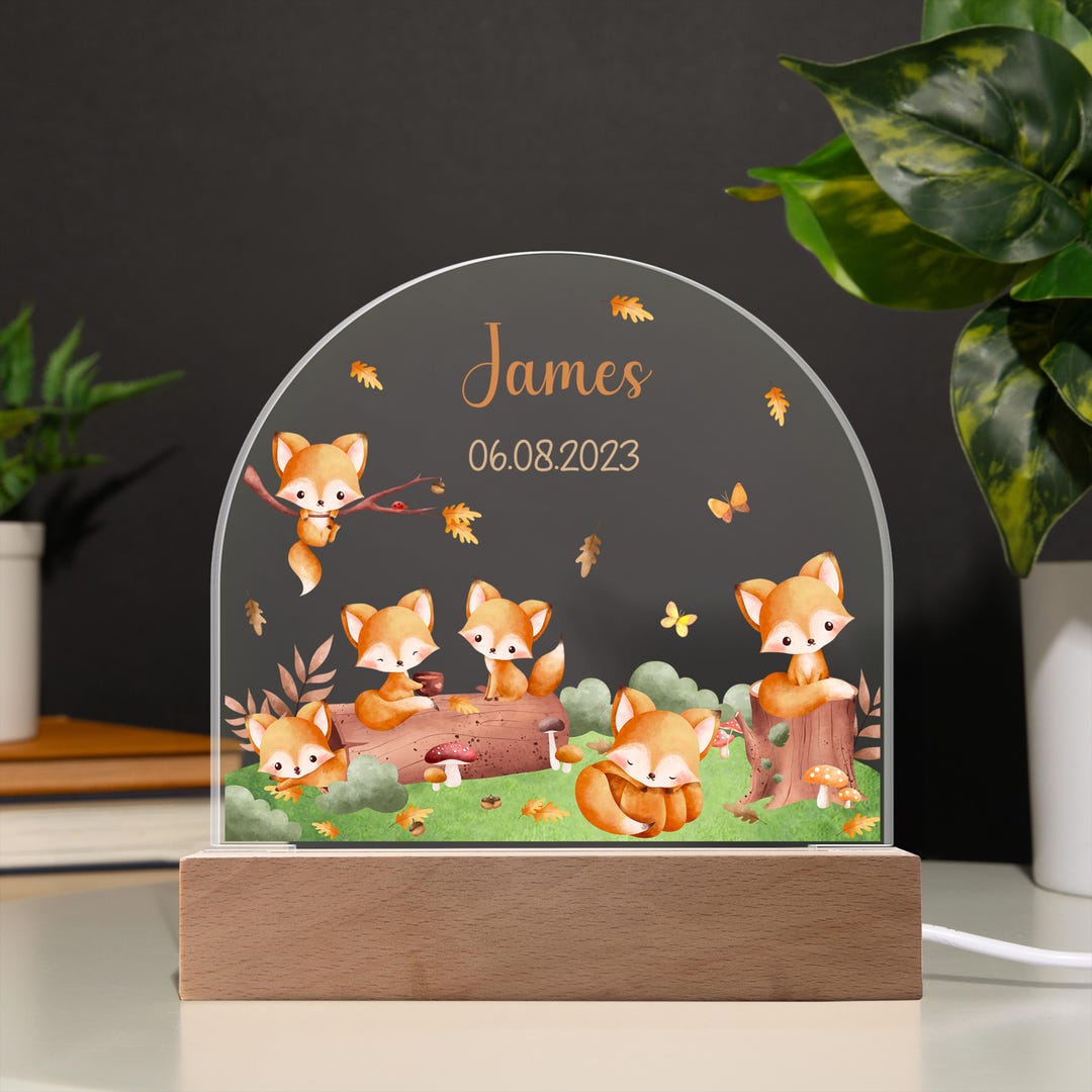 Cute Fox Family Night Light - Custom Night Light Children - Woodland ...
