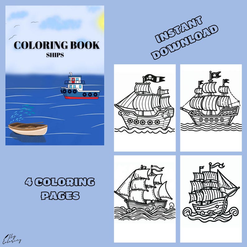 Ships Coloring Page, Ships Printable, Ship Activity Coloring Book ...