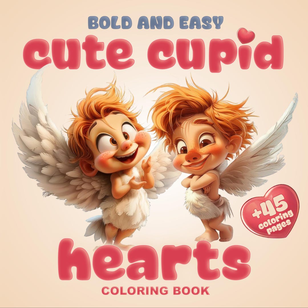 Bold and Easy Cute Cupid Hearts Coloring Book - Etsy